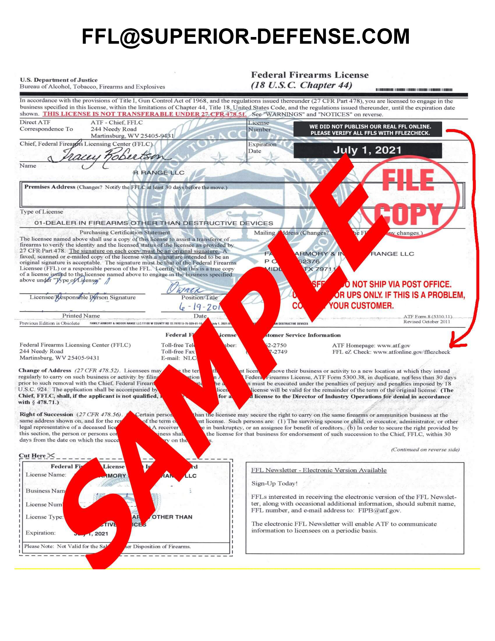 TANK LOWER FFL PROCEDURE.